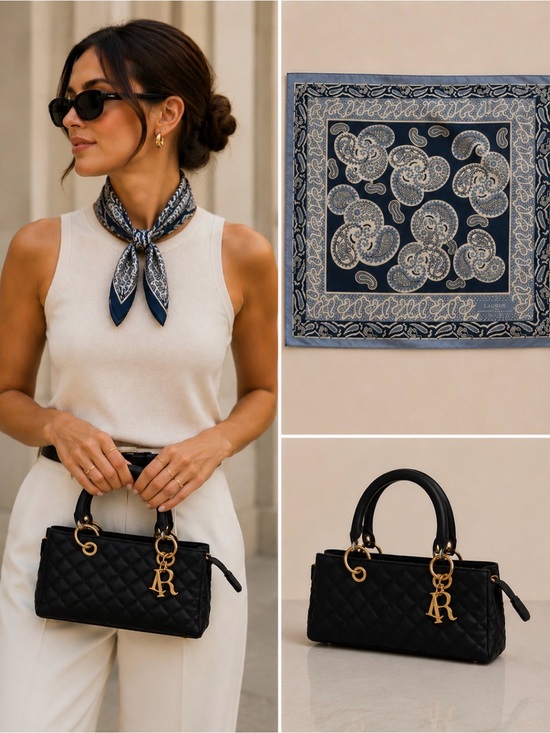 Lauren Ralph Lauren | Bags | Ralph Lauren 2pcs Navy Cream Scarf With ...